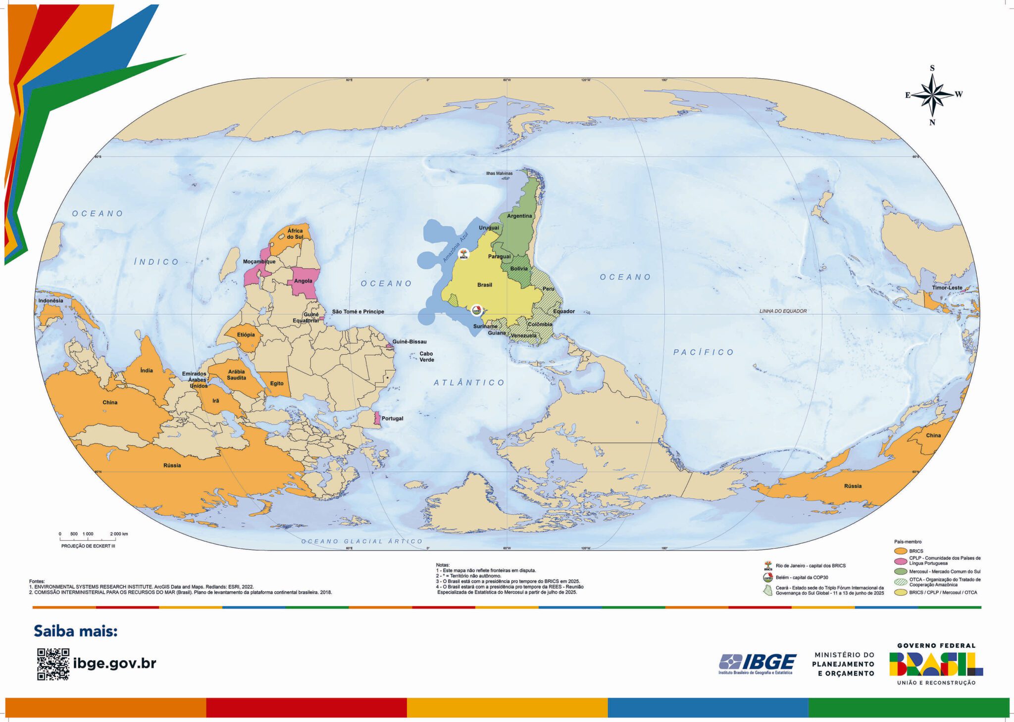 IBGE lança mapa-múndi agora com Sul no topo - DefesaNet